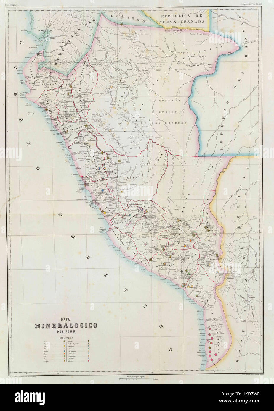 This 1865 map of Peru depicts the country in the mid-19th century ...