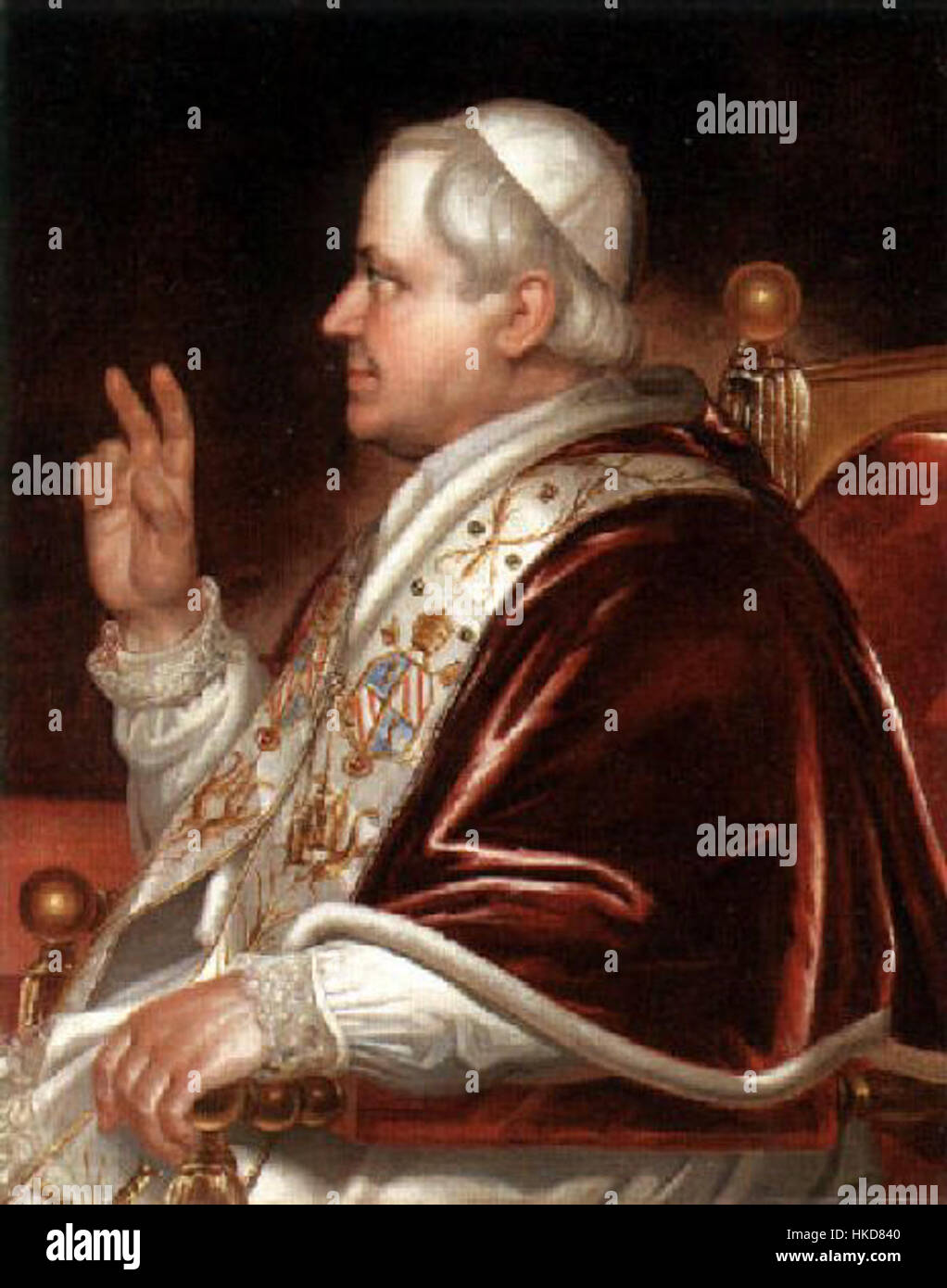 The profile portrait of Pope Pius IX, painted in the 19th century ...