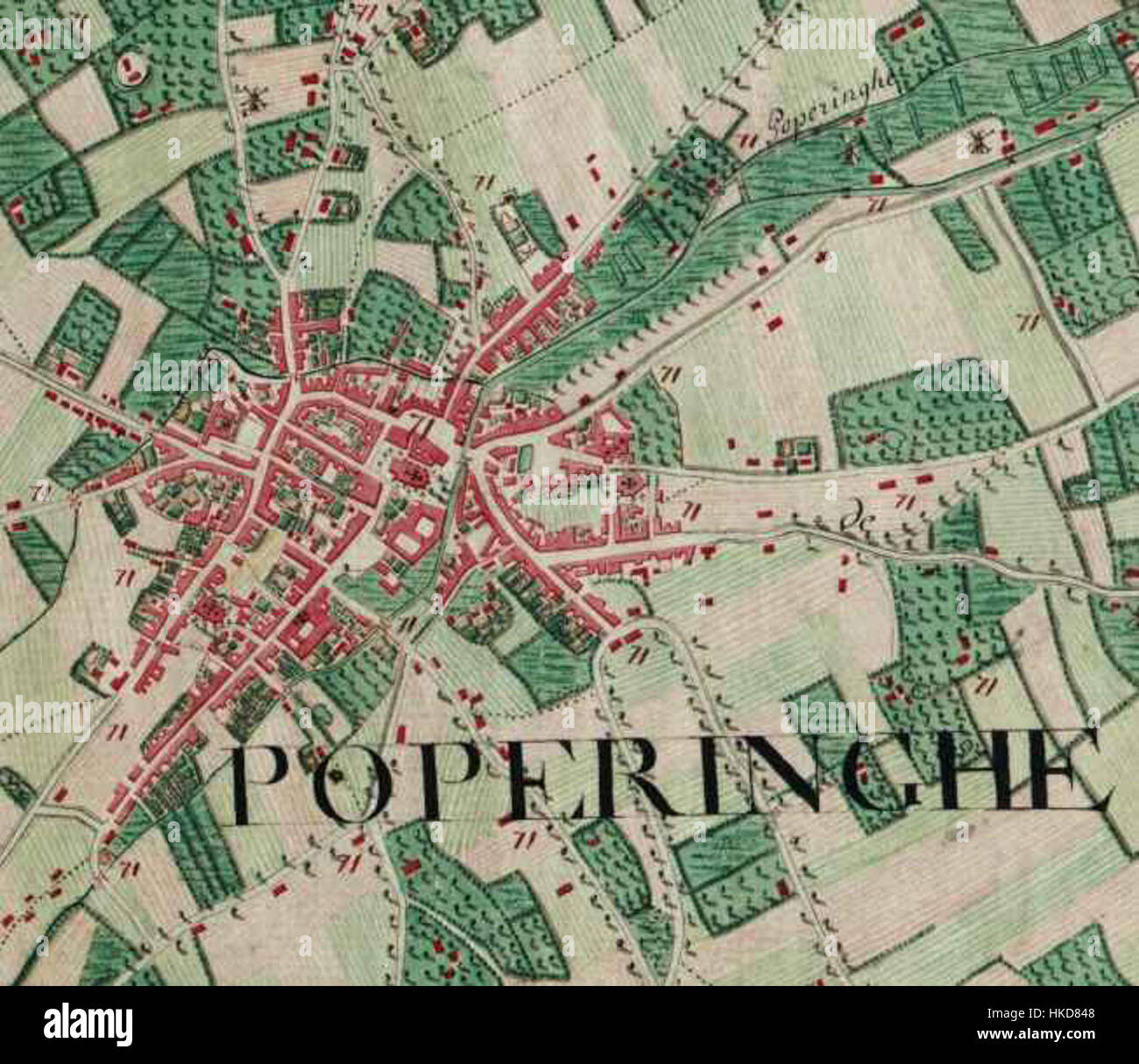 Poperinge, Belgium ; Ferraris Map Stock Photo - Alamy