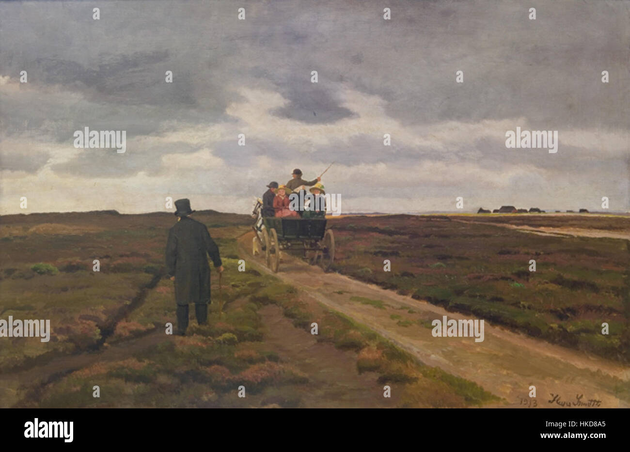This 1913 painting by Smidth depicts a rural landscape featuring a day ...