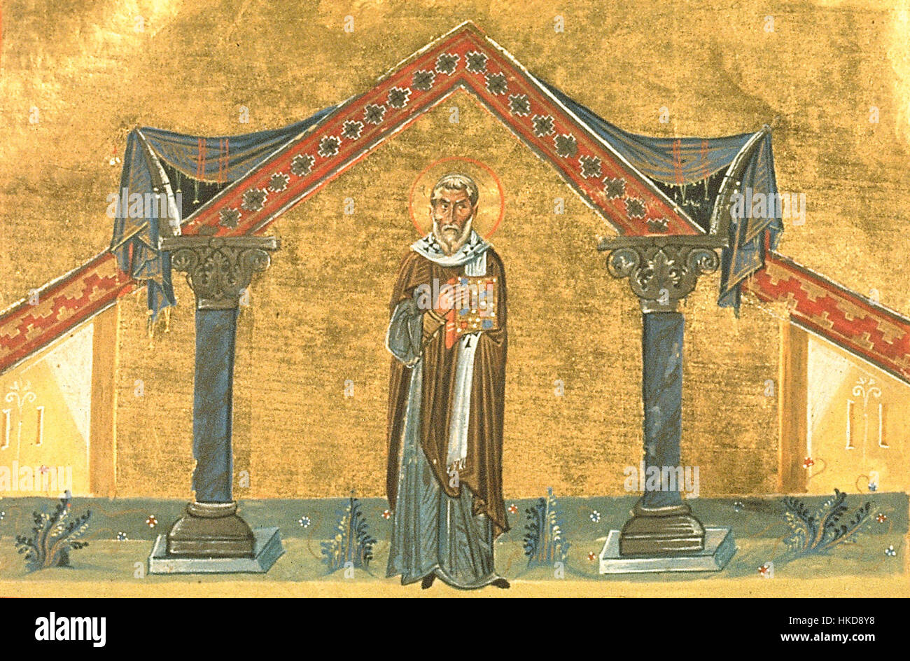 'Pope Agatho' from the Menologion of Basil II is a religious artwork ...
