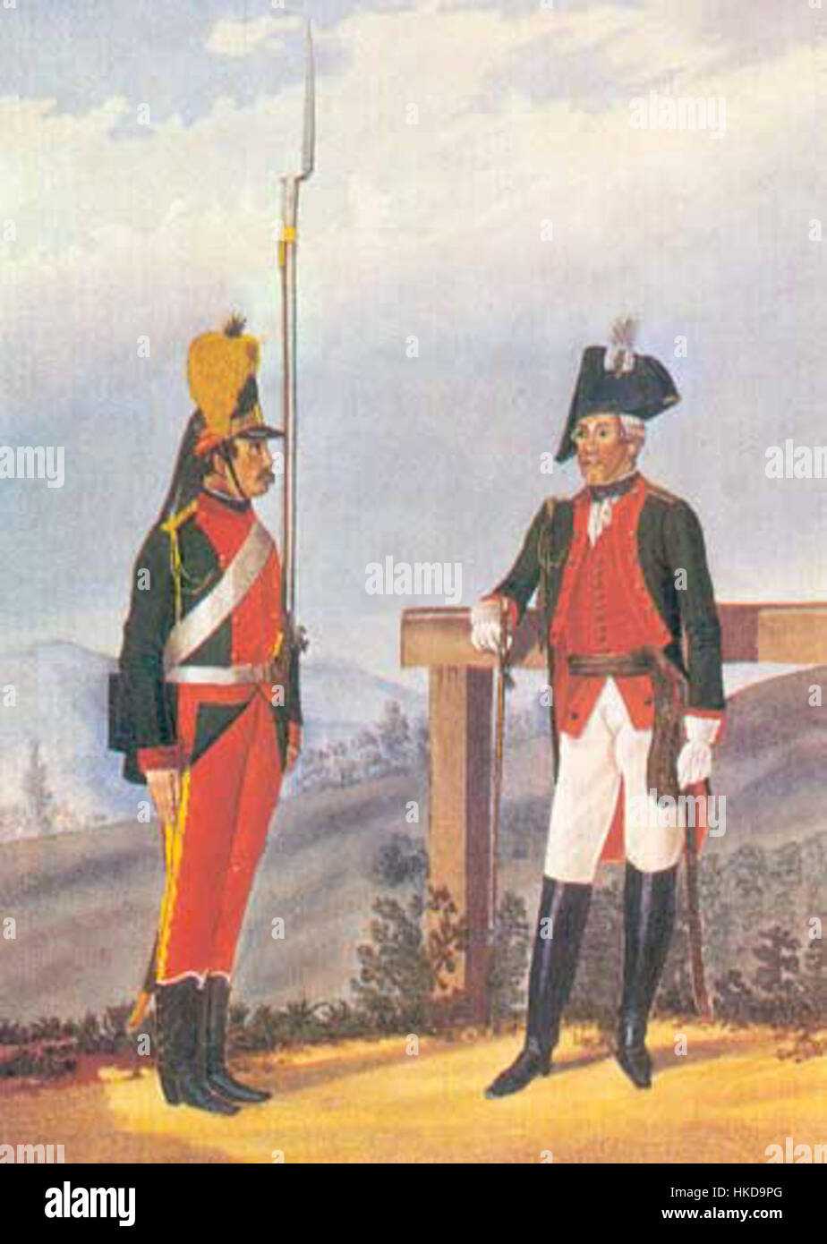 A painting depicting the Russian infantry from 1786 to 1796, showcasing ...