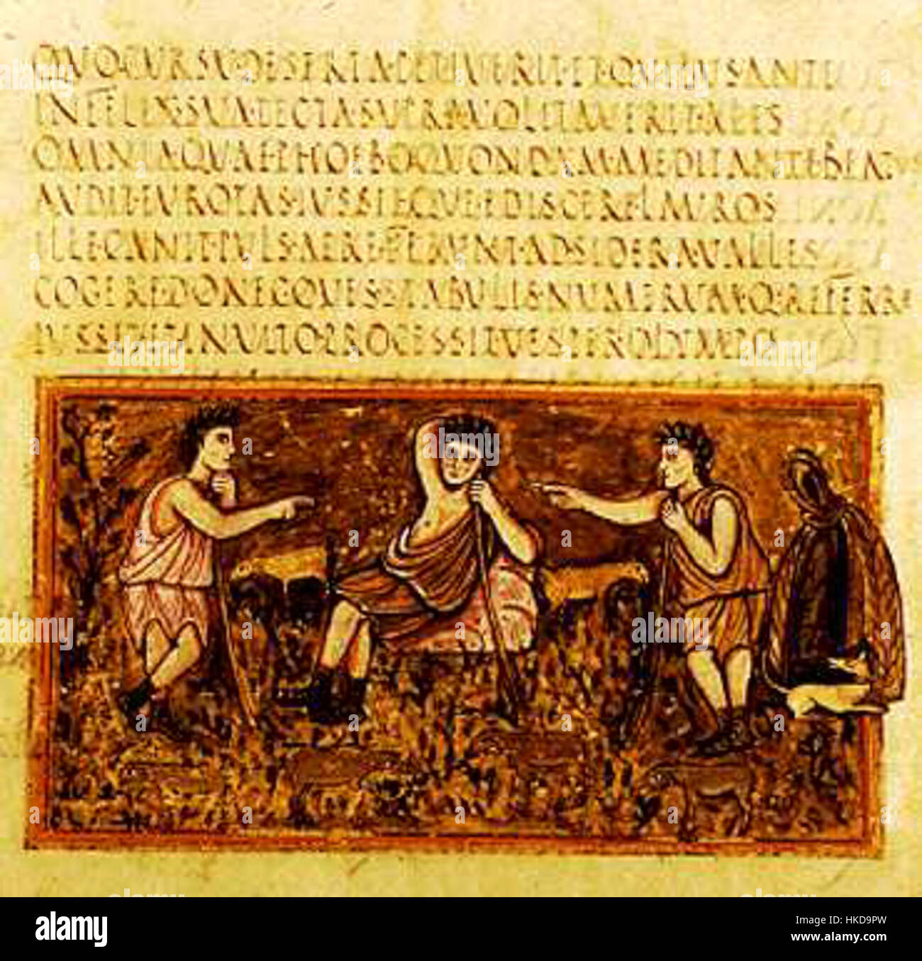 A manuscript illustration from the Roman Virgil, a work of classical ...