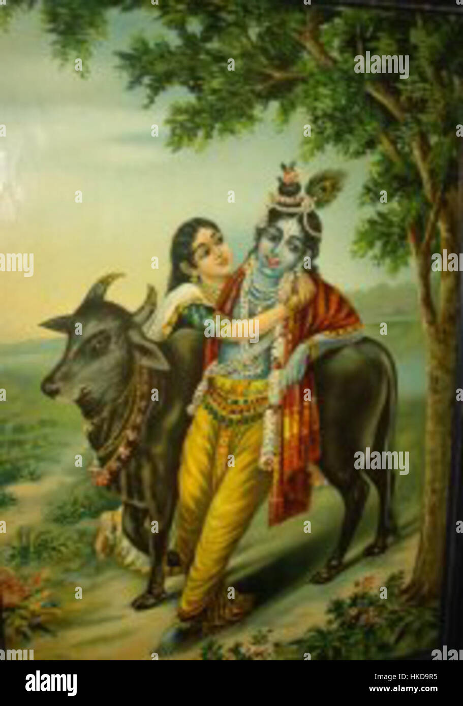 This artwork portrays Radha and Krishna, two of the most revered ...