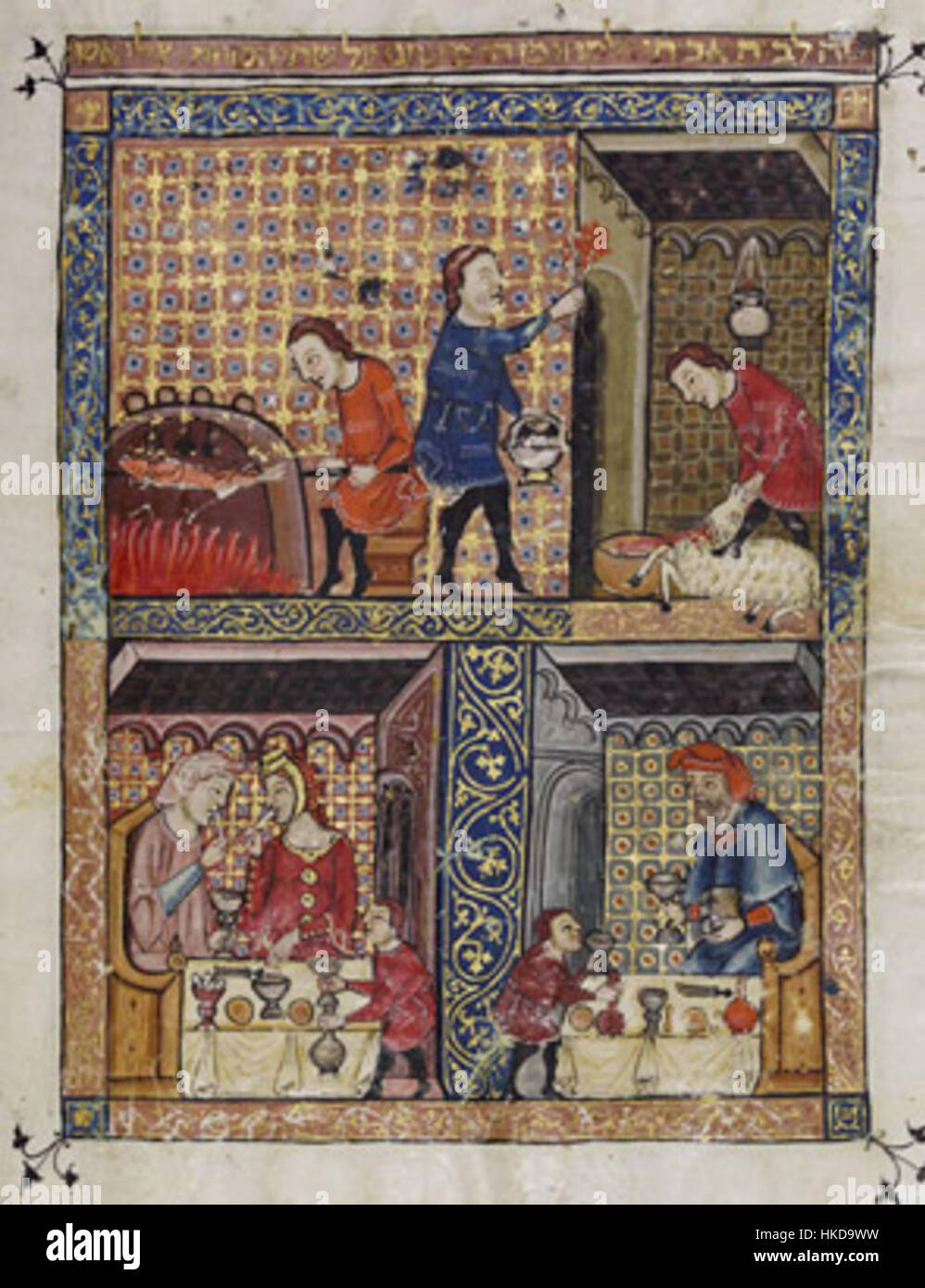 The Rylands Haggadah features two significant scenes: 'The Preparation ...