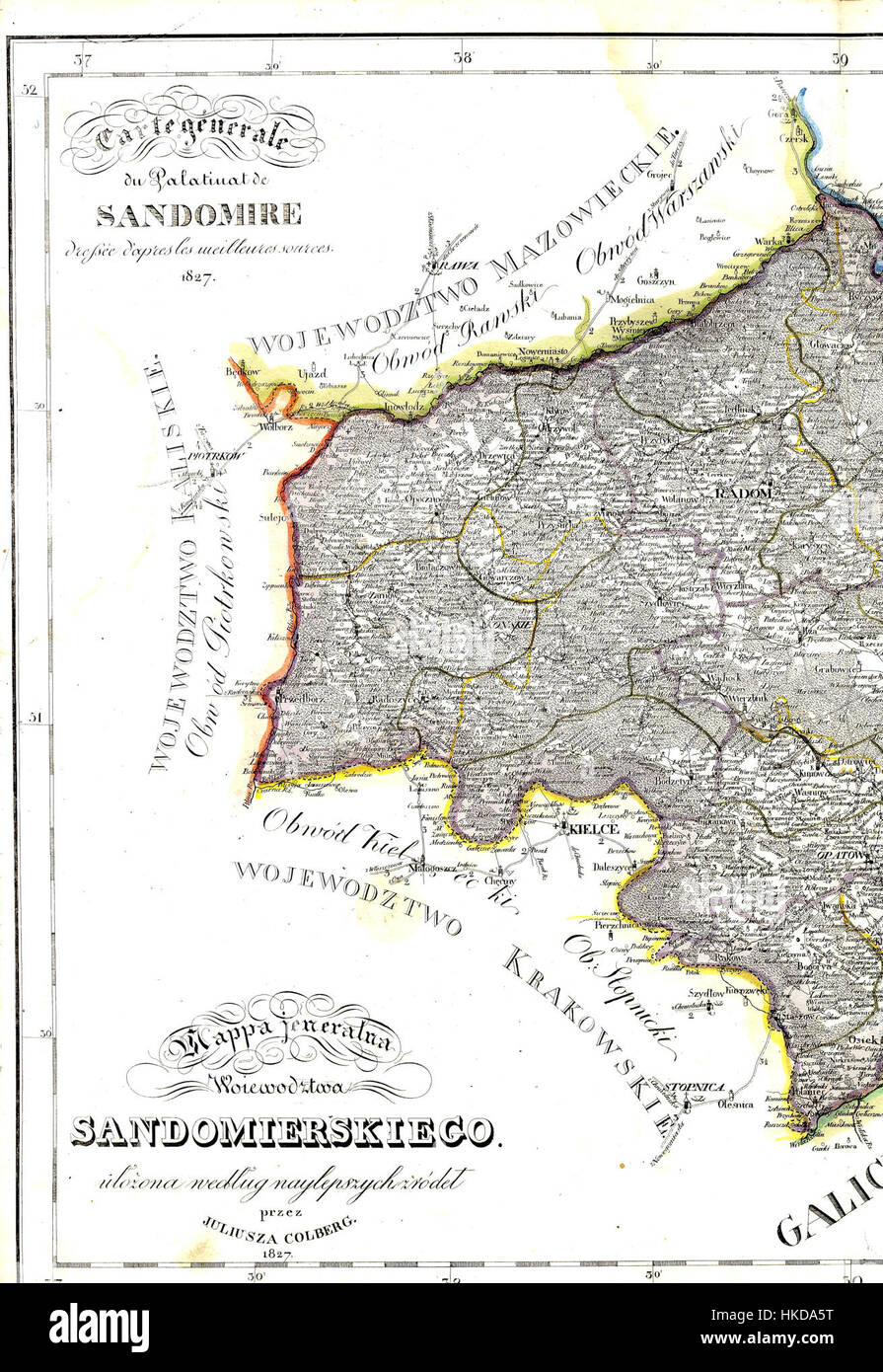 This historical map of the Sandomierz voivodship, created in 1827 ...