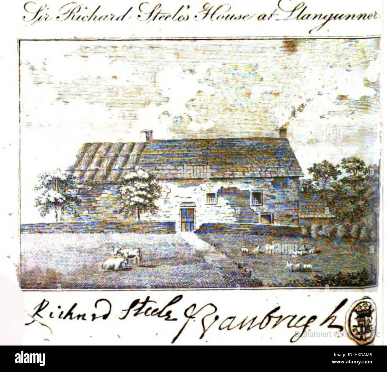 This painting represents Sir Richard Steele’s house, illustrating the ...