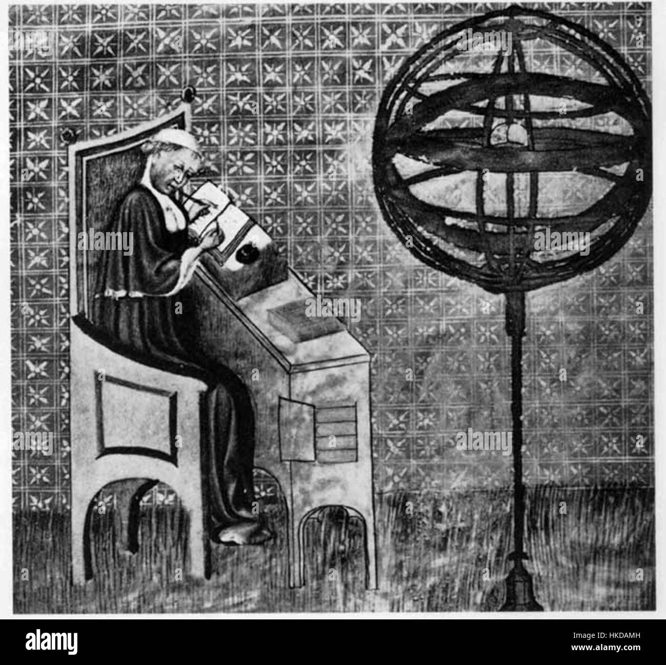 This artwork, titled 'Srednievekovaya Nauka,' portrays medieval science ...