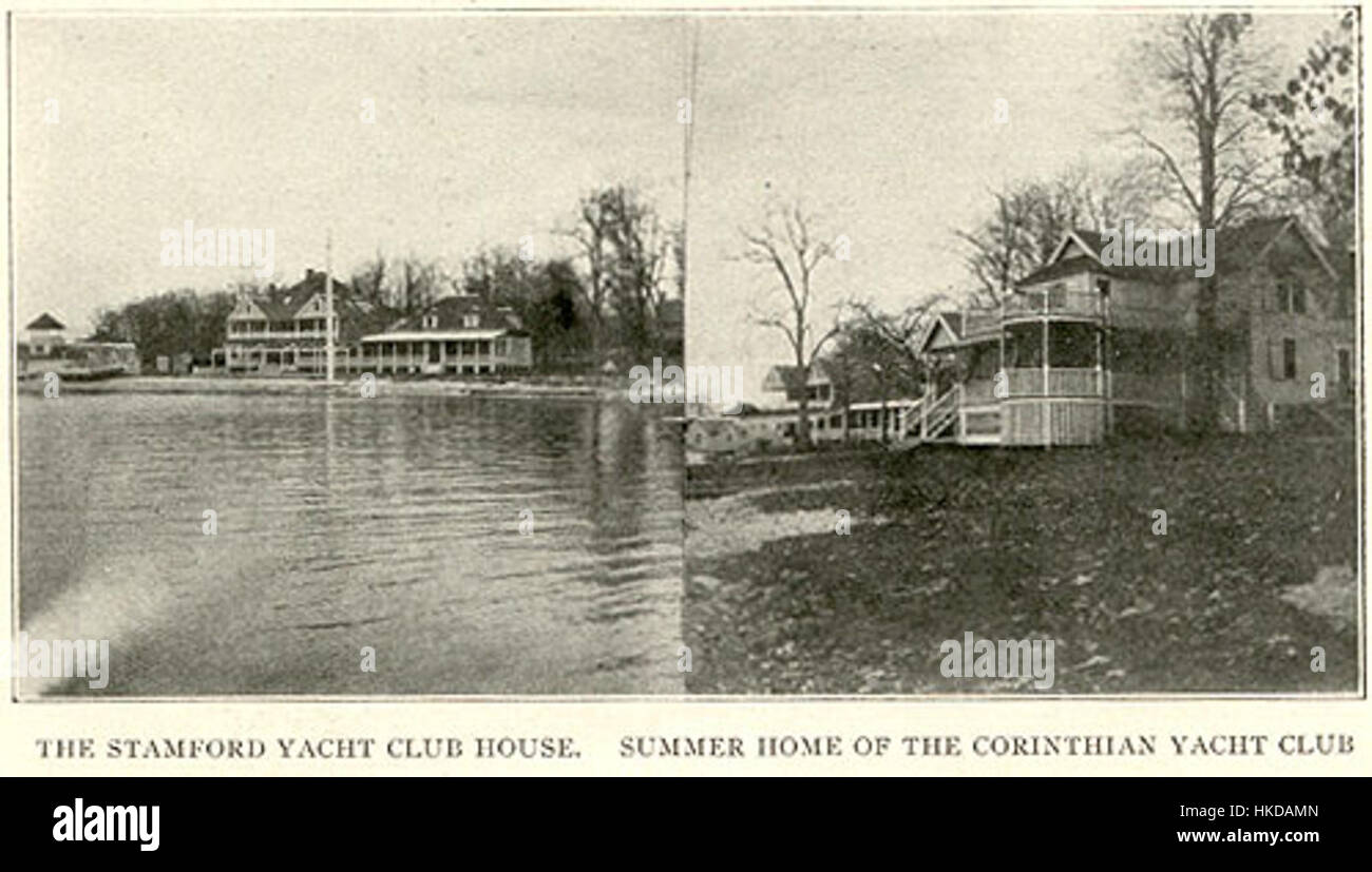 A painting from 1910 depicting yacht clubs in Stamford, Connecticut ...