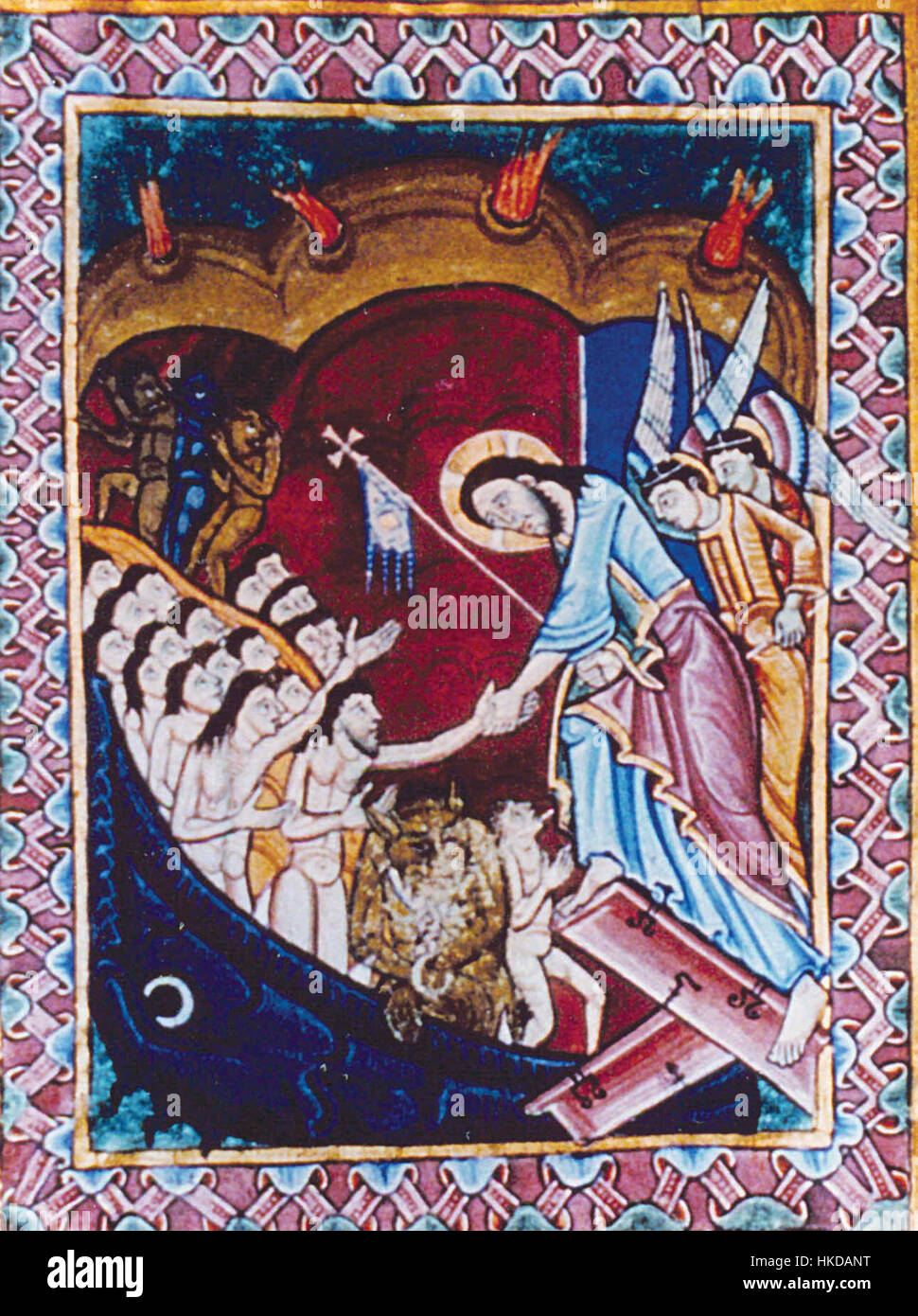 The St. Albans Psalter depicts the Harrowing of Hell, a religious scene ...