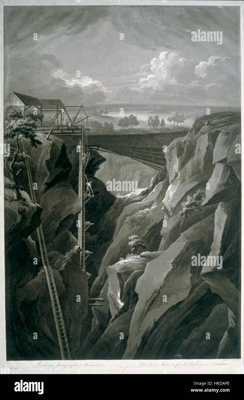 This 1800s artwork captures a mining scene at the Persberg mine ...