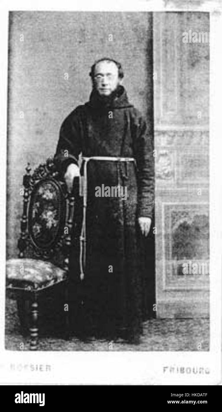 This oil painting depicts a Swiss priest in his religious attire ...