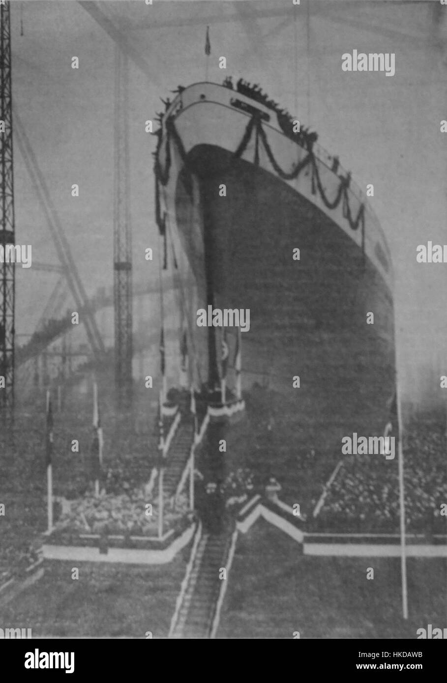 The 'Stapellauf Potsdam 1935' painting captures the ship launching ...