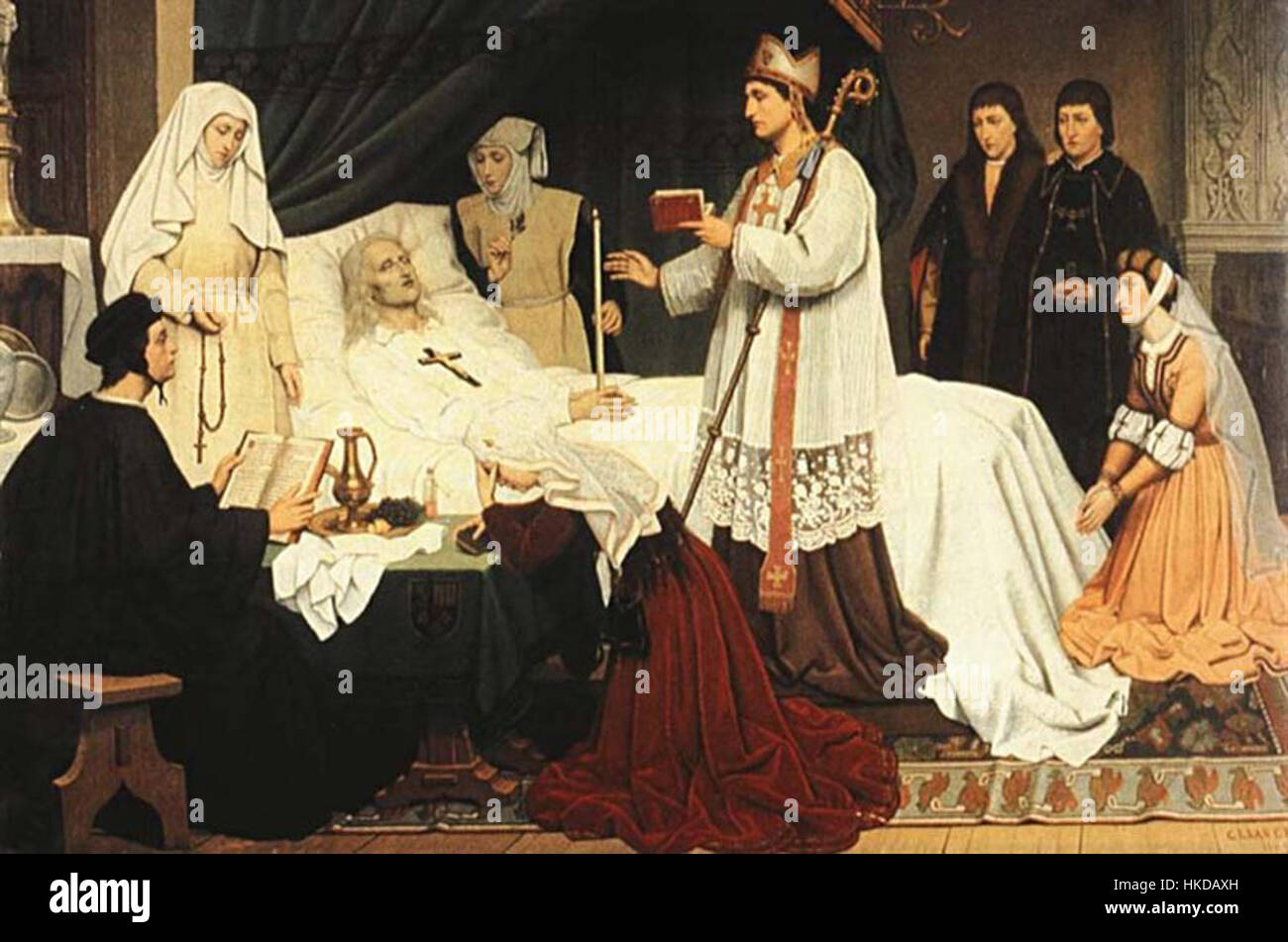 This painting by Gerard Leonardus van Genk depicts the deathbed scene ...