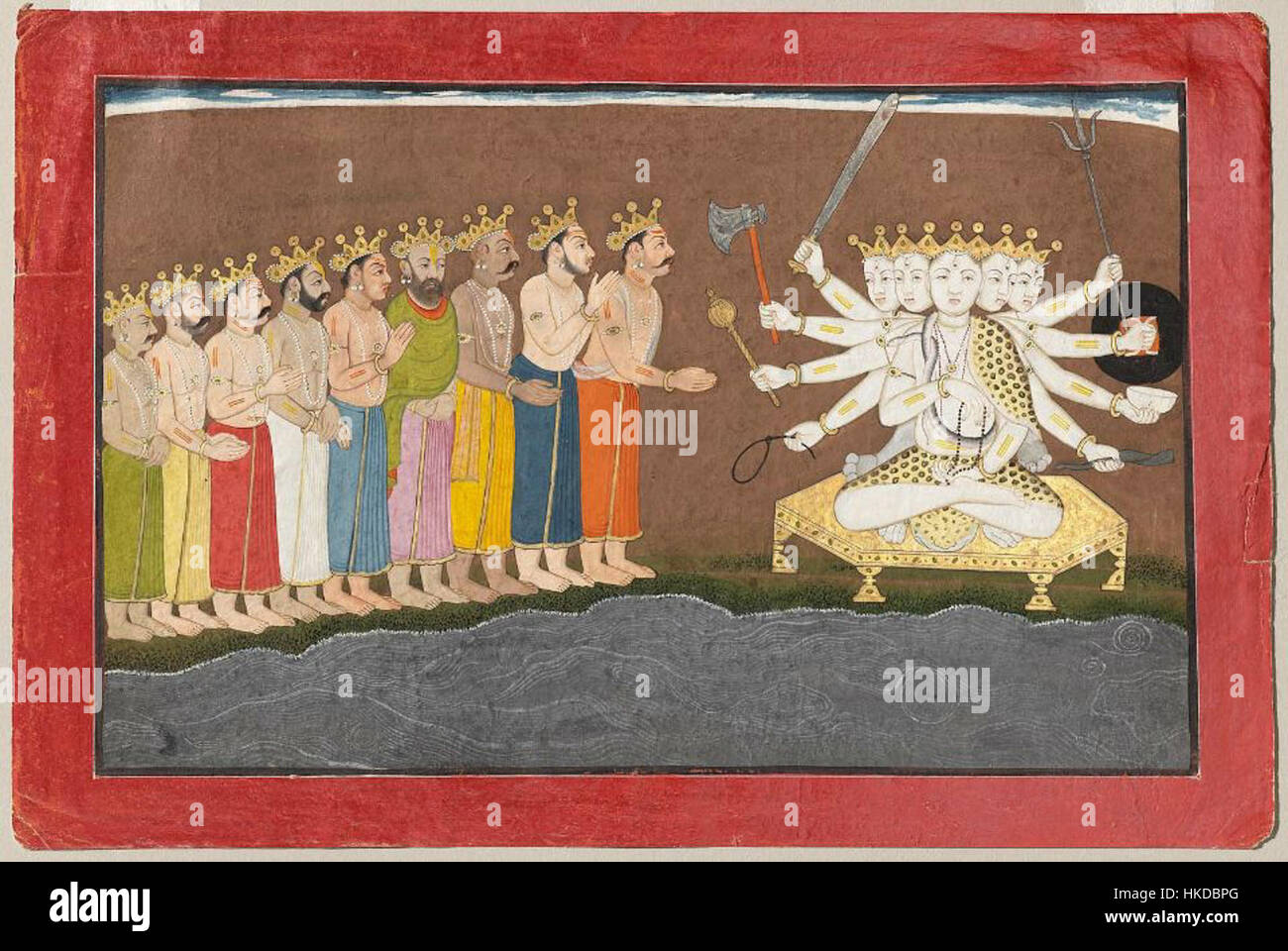 An artwork depicting the Prachetas, a group of ancient sages, paying ...
