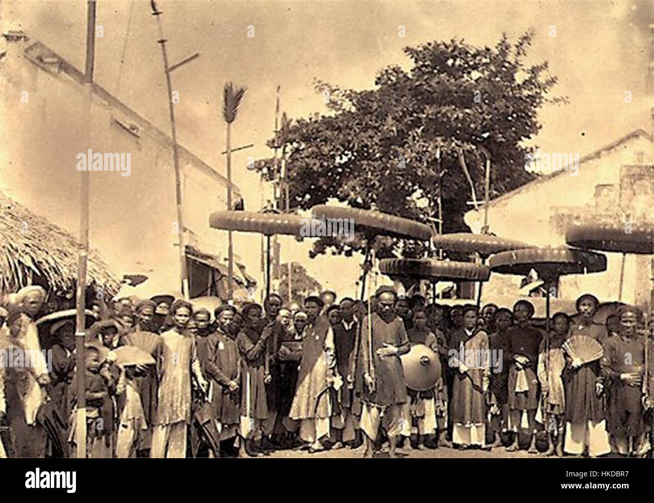 This photograph from 1884 shows a historical view of Hanoi, Vietnam ...