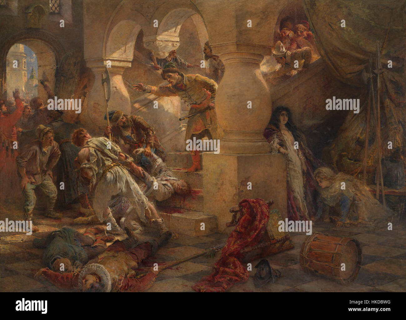 'The Murder of False Dmitry' by Konstantin Makovsky depicts a dramatic ...