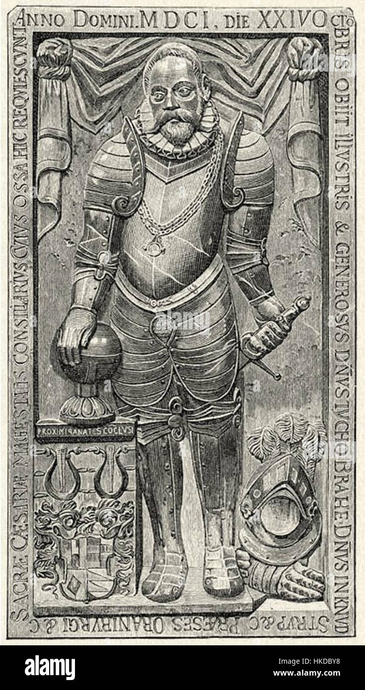 This portrait of Tycho Brahe, the famous Danish astronomer, depicts him ...