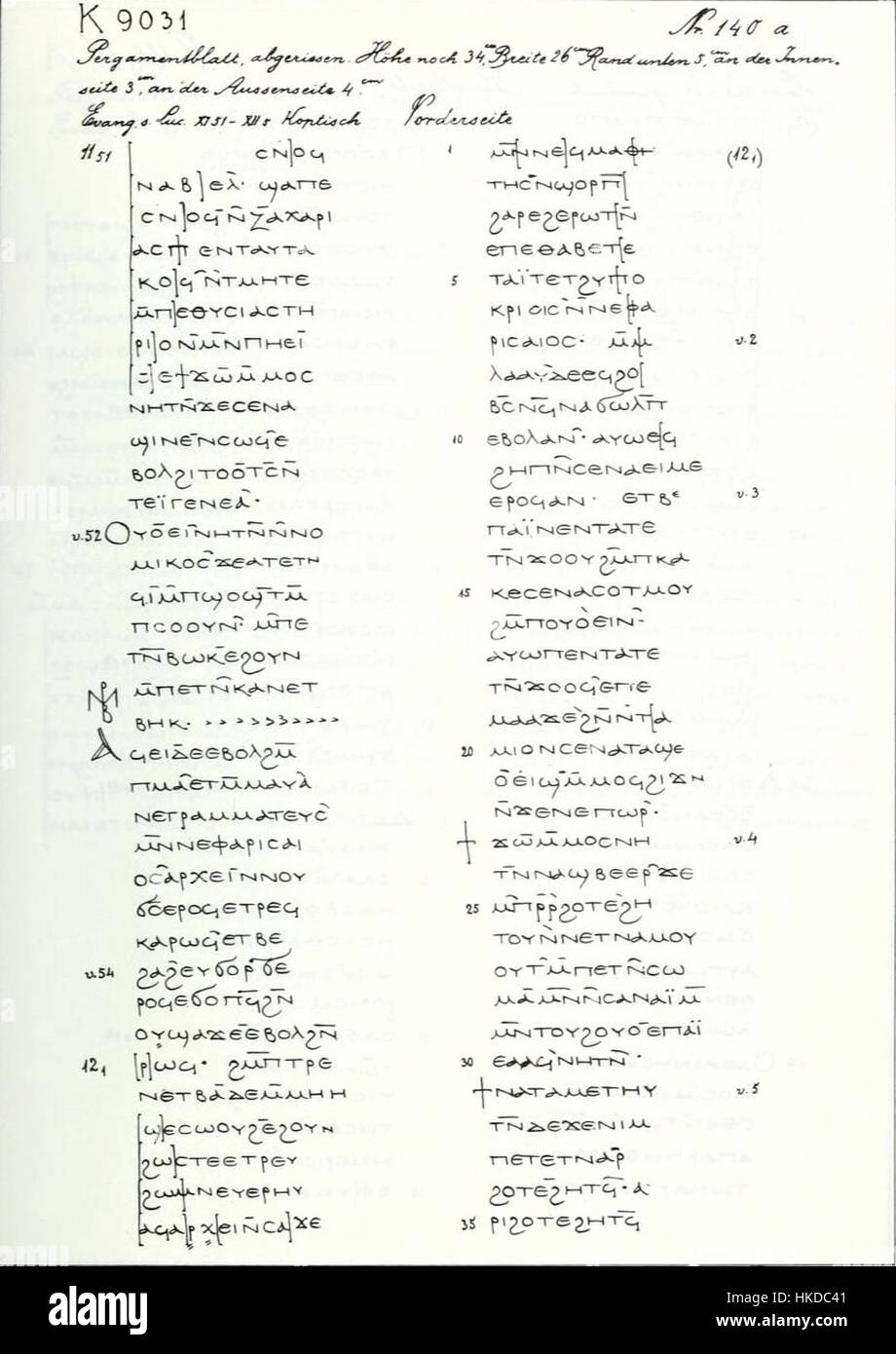 Fragment of a 6th-century bilingual Greek-Coptic manuscript of the ...