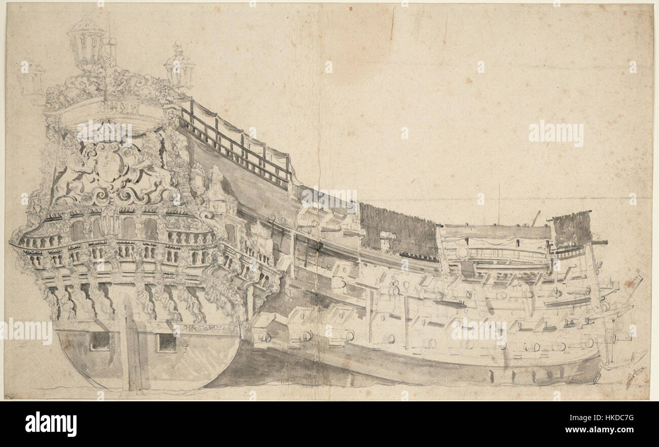 A painting depicting the Dutch ship Brederode, now part of the National ...