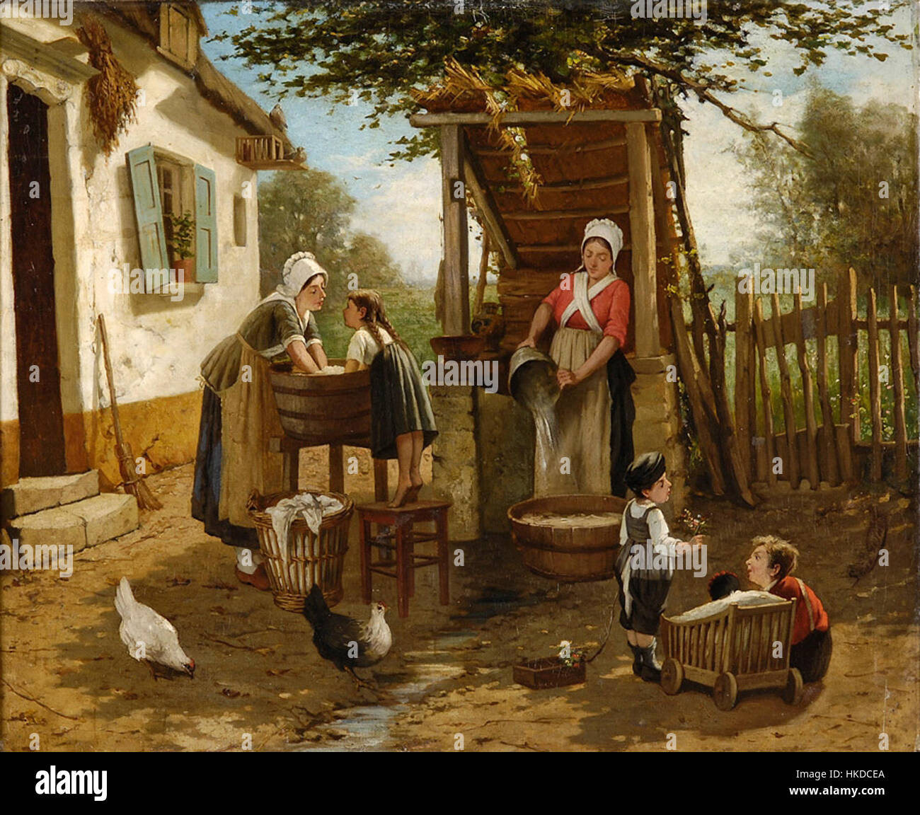 'Waschtag auf dem Lande' (Washing Day in the Countryside) is a 19th ...
