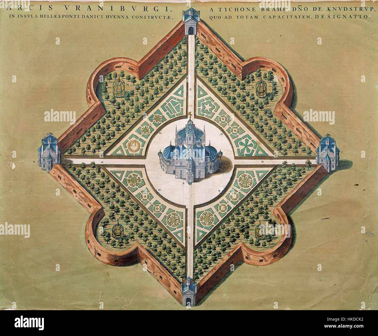 *Uraniborgskiss 45* is a sketch depicting *Uraniborg*, an astronomical ...