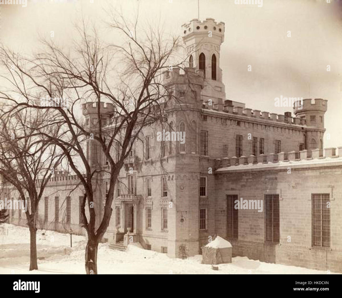 The exterior of the Wisconsin State Prison, established in the mid-19th ...