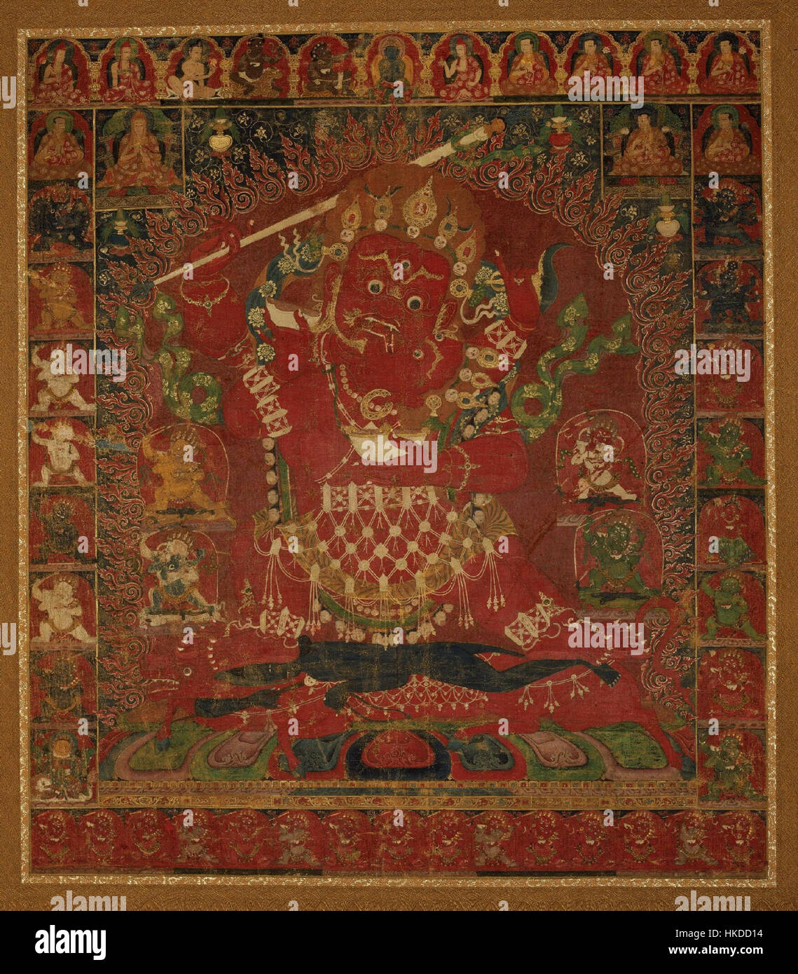 This 16th-century depiction of Yamari, a Buddhist deity, known as Rakta ...
