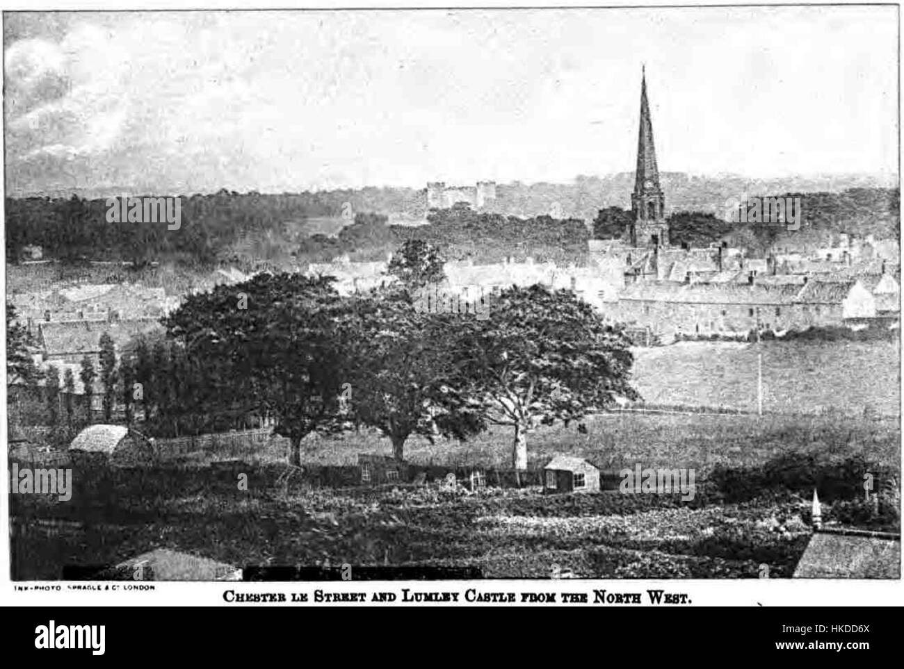 A 1883 photograph showing a distant view of St. Mary and St. Cuthbert ...