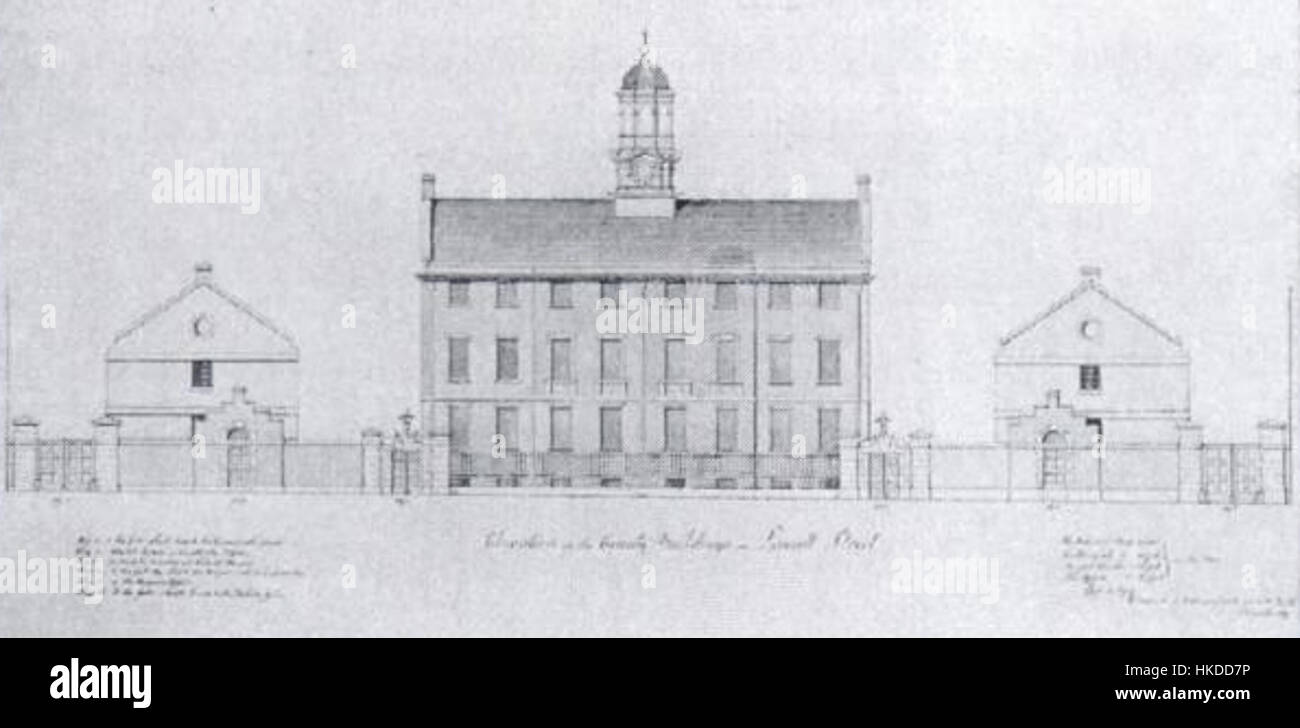 The 1819 elevation drawing of the County Buildings on Leverett Street ...