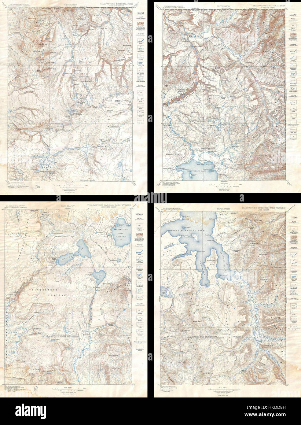 This 1896 U.S. Geological Survey map of Yellowstone National Park ...