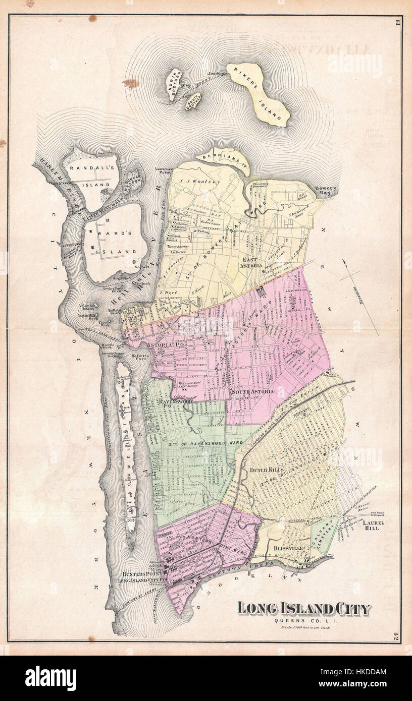 The 1873 Beers Map of Astoria and Long Island City offers a detailed ...