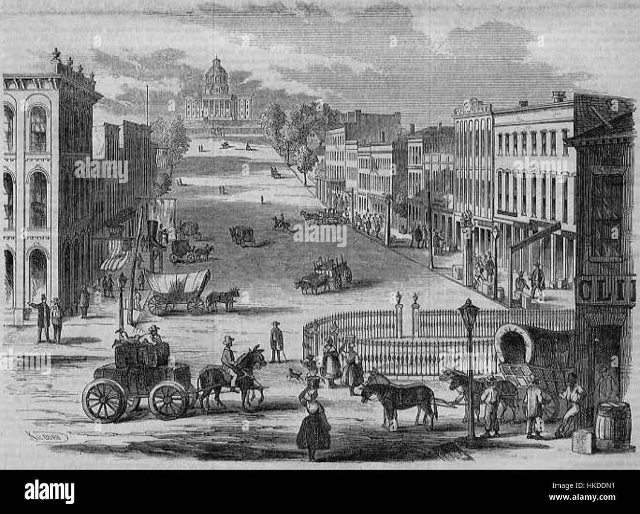This historical artwork showcases a view of the Alabama State Capitol ...