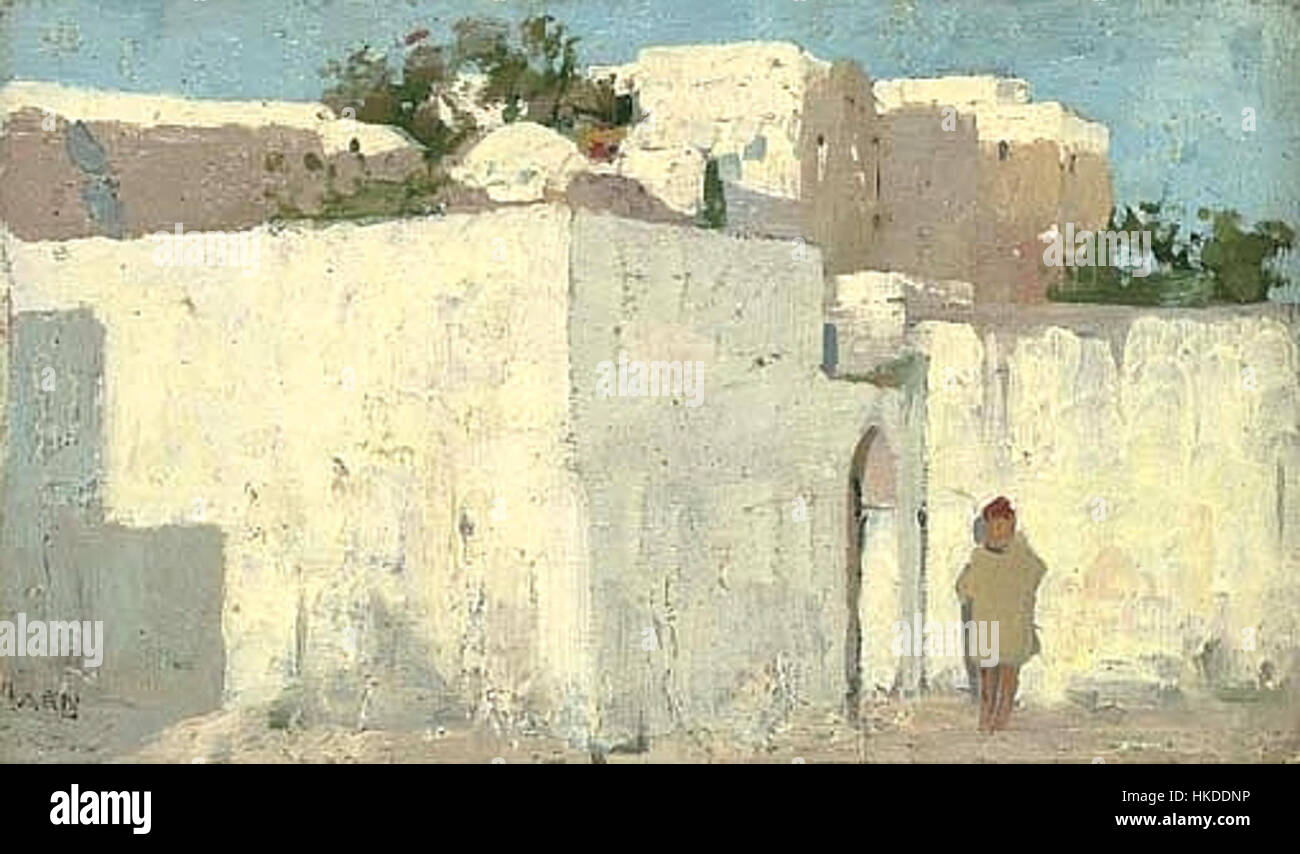 This artwork by Alexander Mann features a figure in a contemplative ...