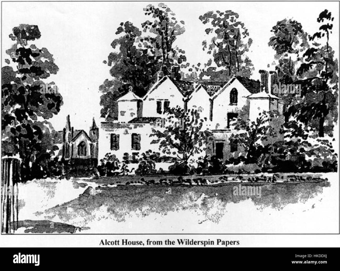 This painting depicts Alcott House in Ham, Surrey, from around 1838 ...