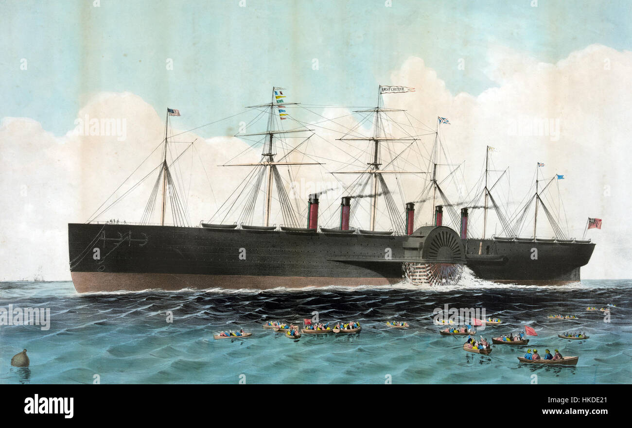 This painting of the Great Eastern, a historic British ocean liner ...