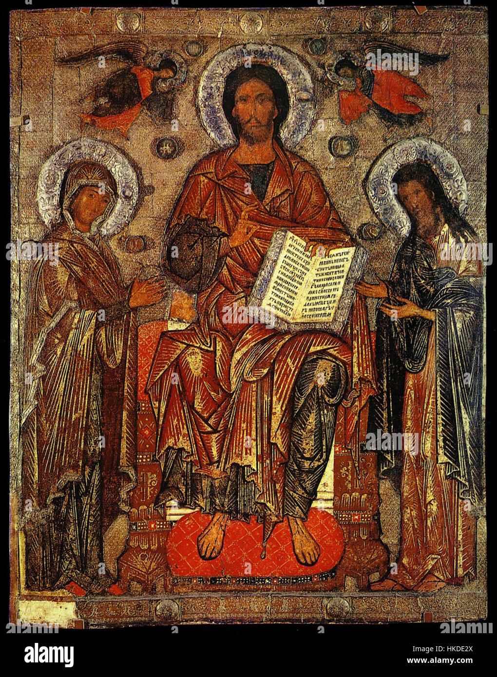 This icon, known as a Deesis, originates from the Church of Nikola ot ...