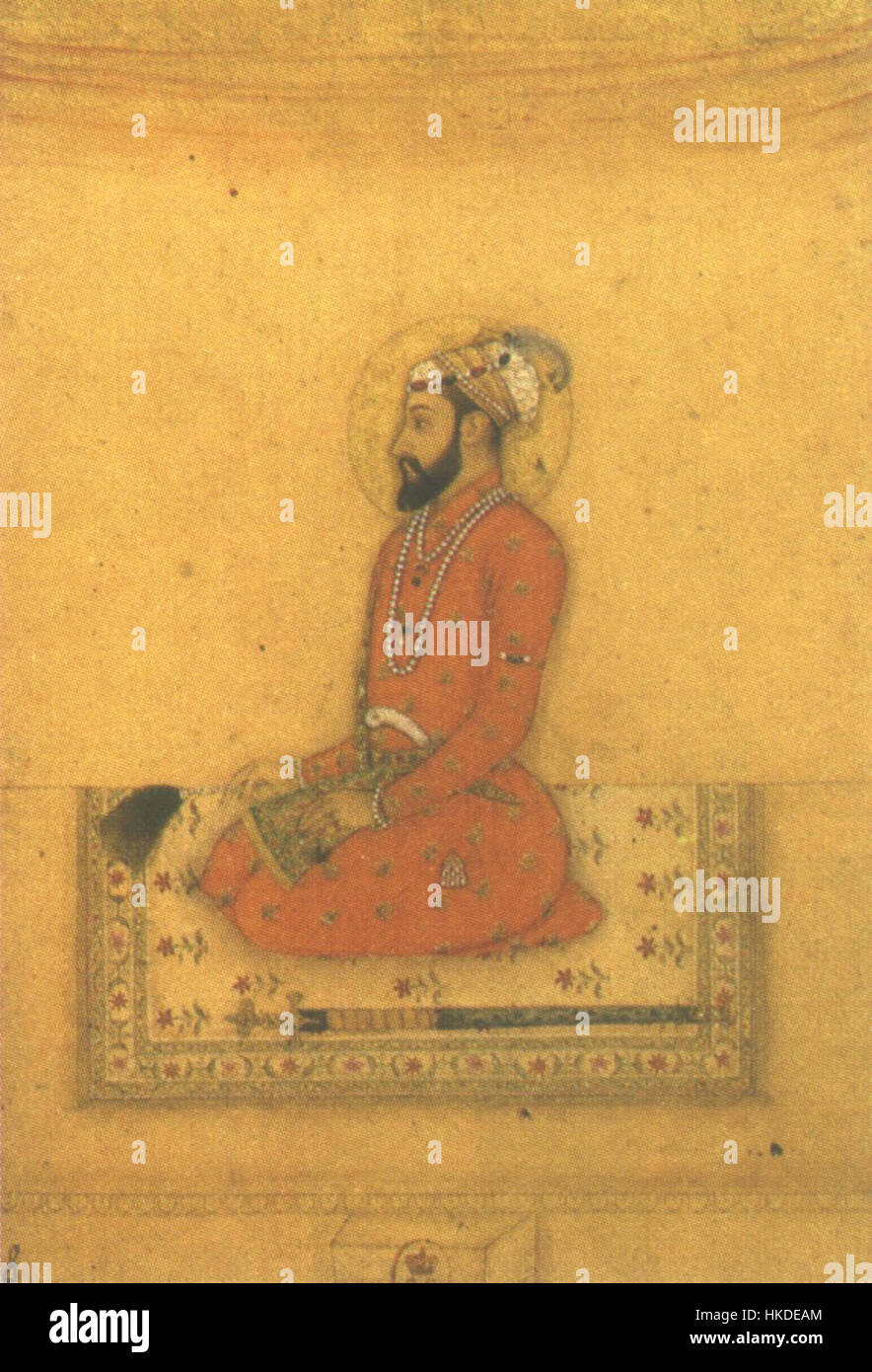 This artwork portrays Aurangzeb, the sixth Mughal emperor, known for ...