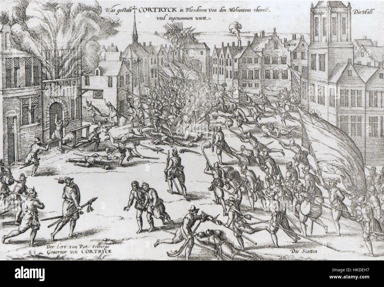 This painting depicts the historic Battle of Courtrai, fought in 1302 ...