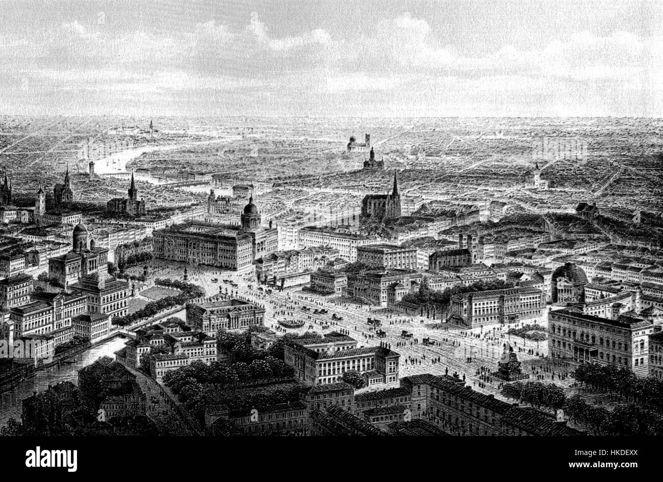 'Berlin Vogelschau 1850' is an aerial map of Berlin from the mid-19th ...