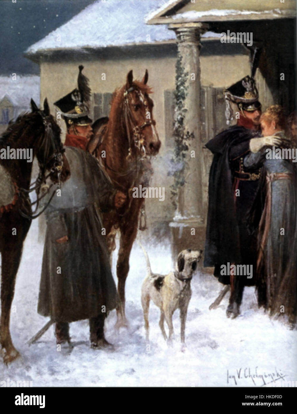 This painting depicts the 8th Uhlan Regiment of the Duchy of Warsaw, a ...