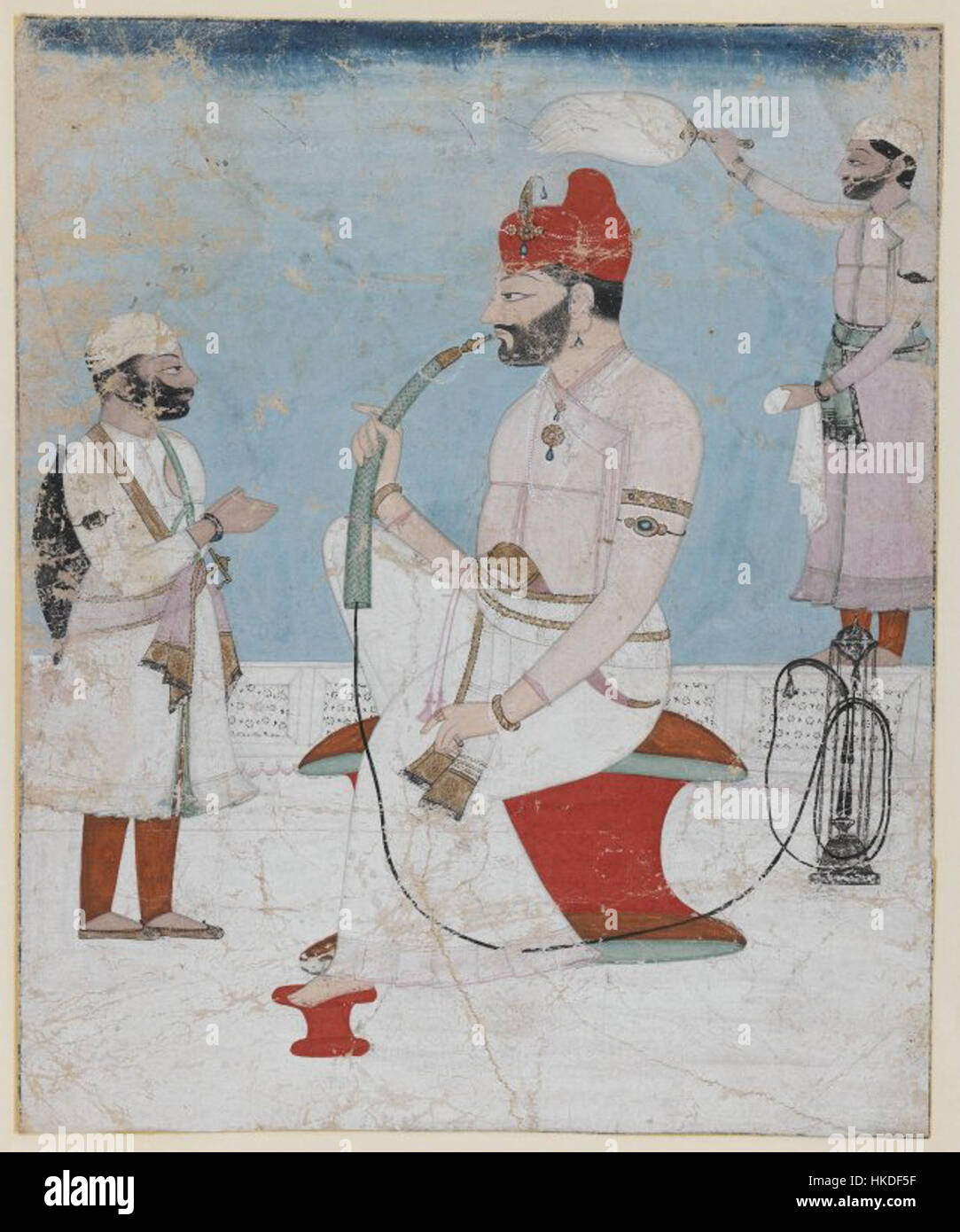 This portrait depicts Raja Sansar Chand, the ruler of the Kangra region ...