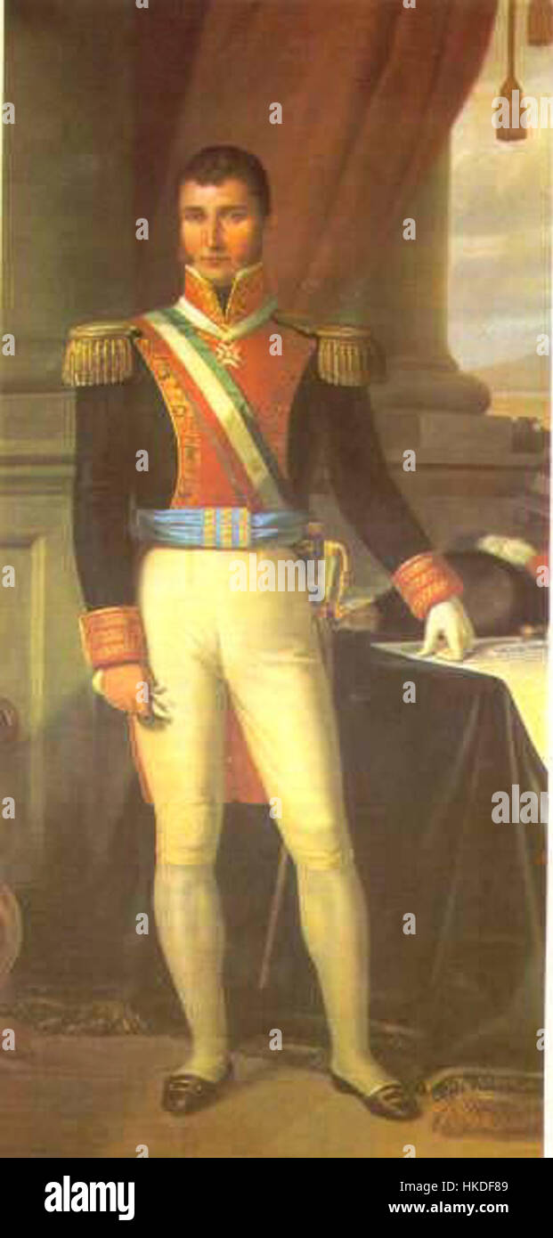This historical portrait of Agustin I, the Emperor of Mexico, captures ...