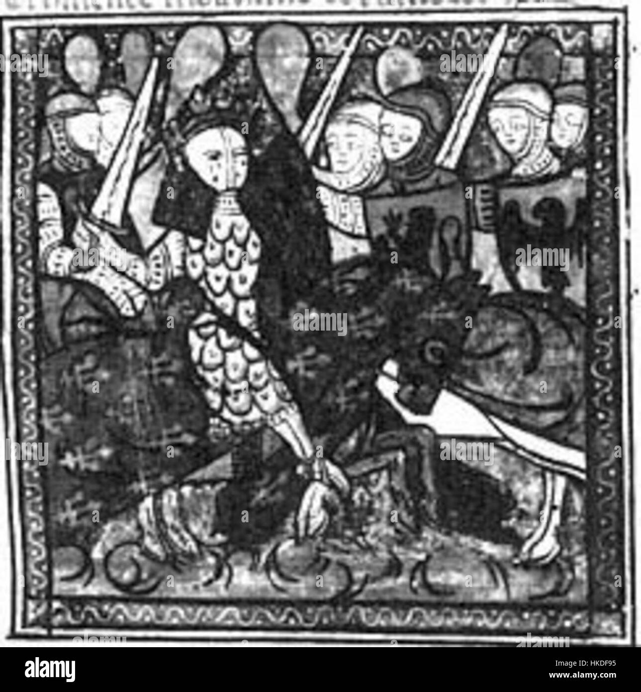 A historical depiction of the Battle of Bouvines, illustrating the key ...