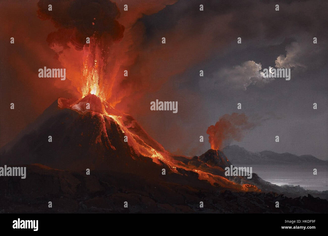 The painting 'Vesuvio' by Camillo de Vito, dated February 21, 1820 ...