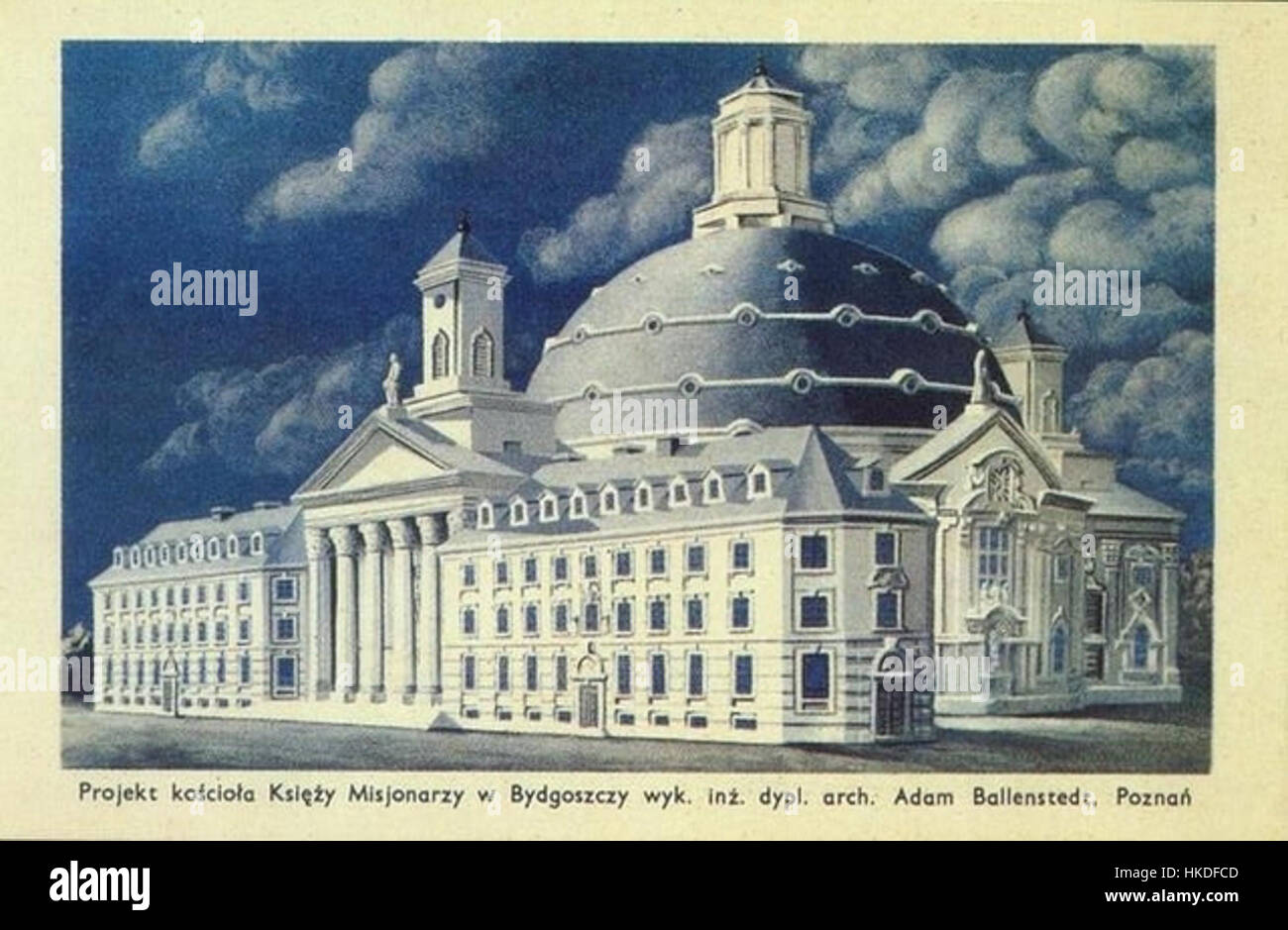 This image depicts a project design for a basilica in Bydgoszcz ...