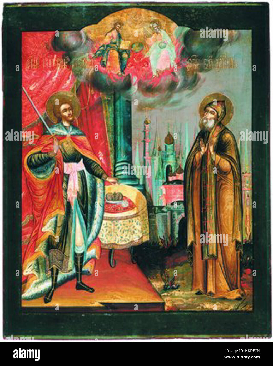 The painting of Alexander Nevsky and Daniil Moskovsky depicts two ...