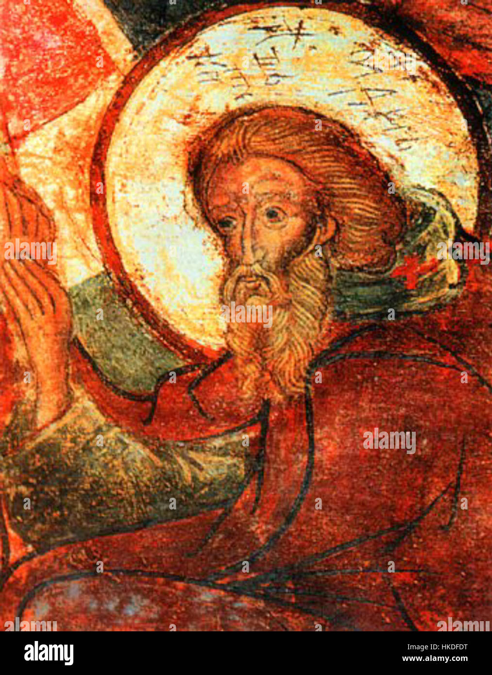 This fresco, attributed to Andrew of Crete, depicts scenes from ...