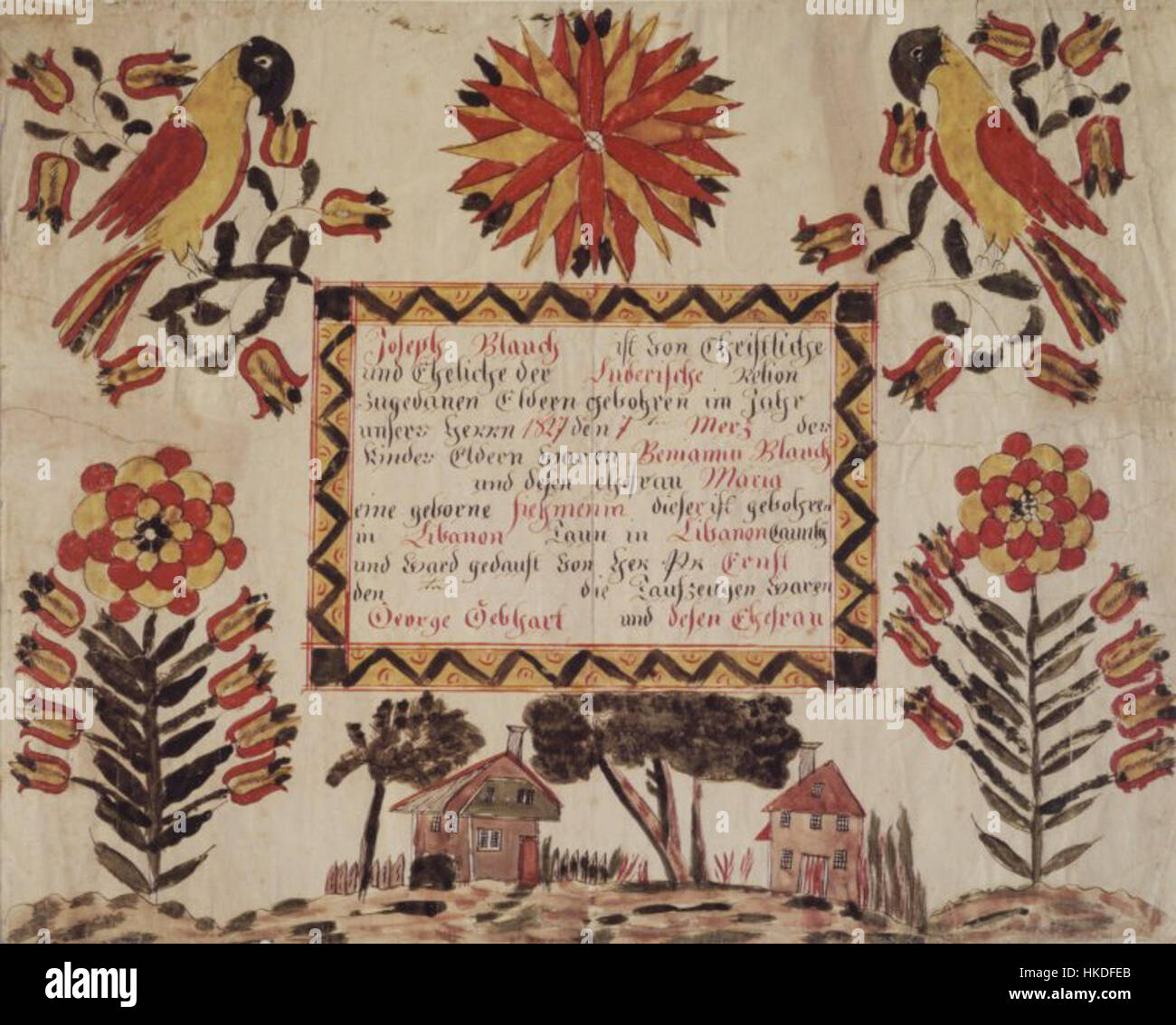 The 'Fraktur Drawing 2' housed in the Brooklyn Museum is a piece of ...