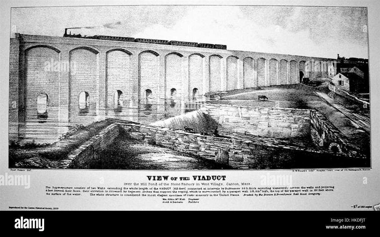 This 1850 reprint of the Canton Viaduct in Massachusetts captures the ...